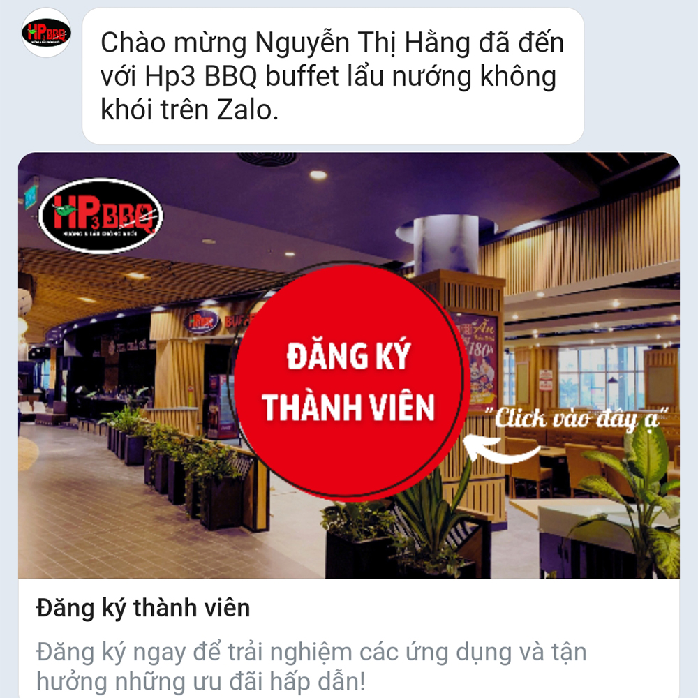 HƯỚNG DẪN ĐĂNG KÝ THÀNH VIÊN TRÊN ZALO OA – HP3 BBQ