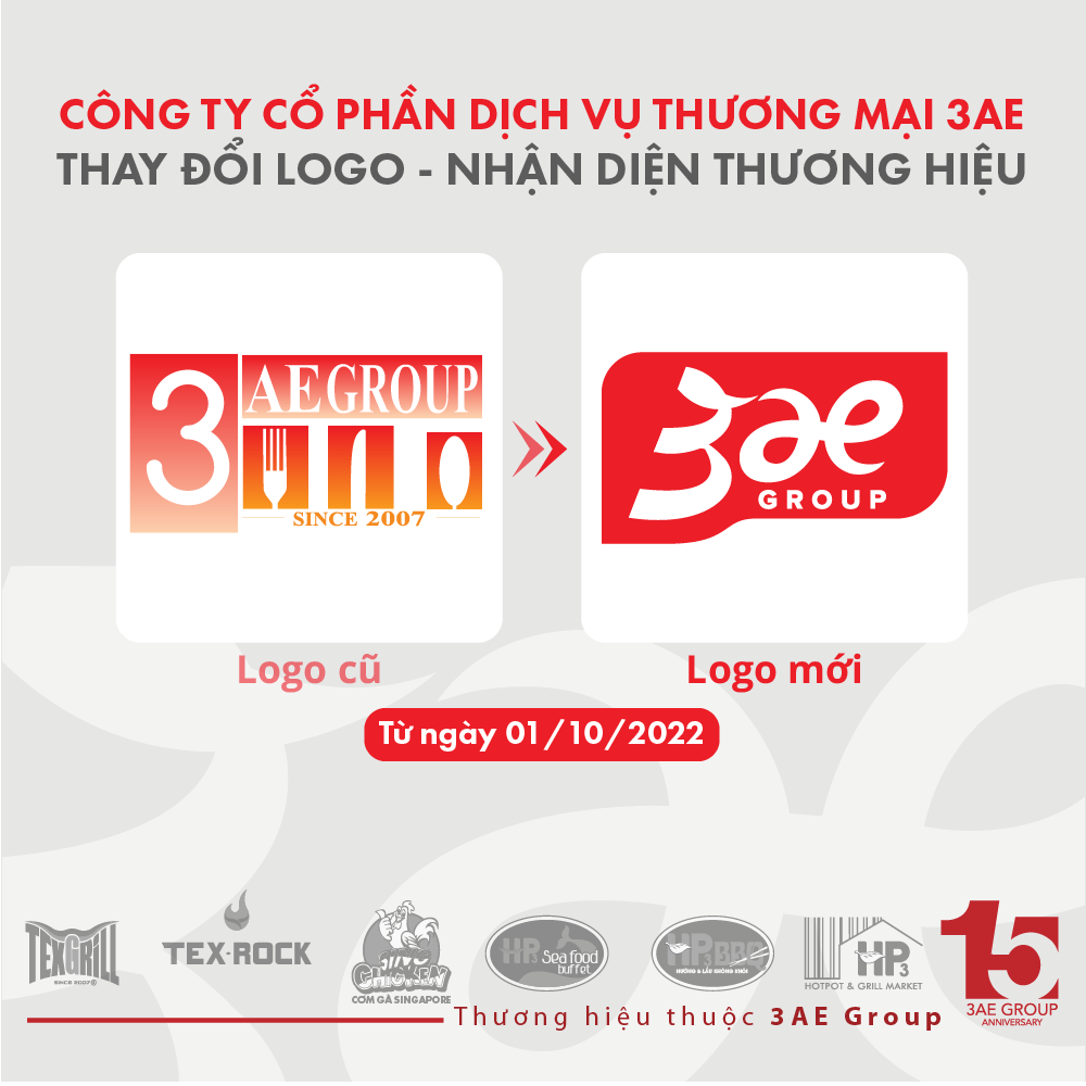 THÔNG BÁO: 3AE GROUP THAY ĐỔI NHẬN DIỆN THƯƠNG HIỆU – HP3 BBQ