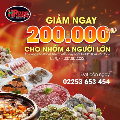 HP3 BBQ - Buffet nướng lẩu không khói