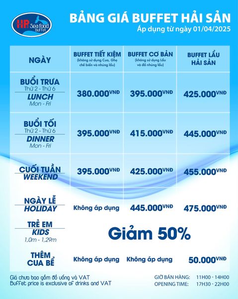 CẬP NHẬT BẢNG GIÁ NHÀ HÀNG HP3 SEAFOOD