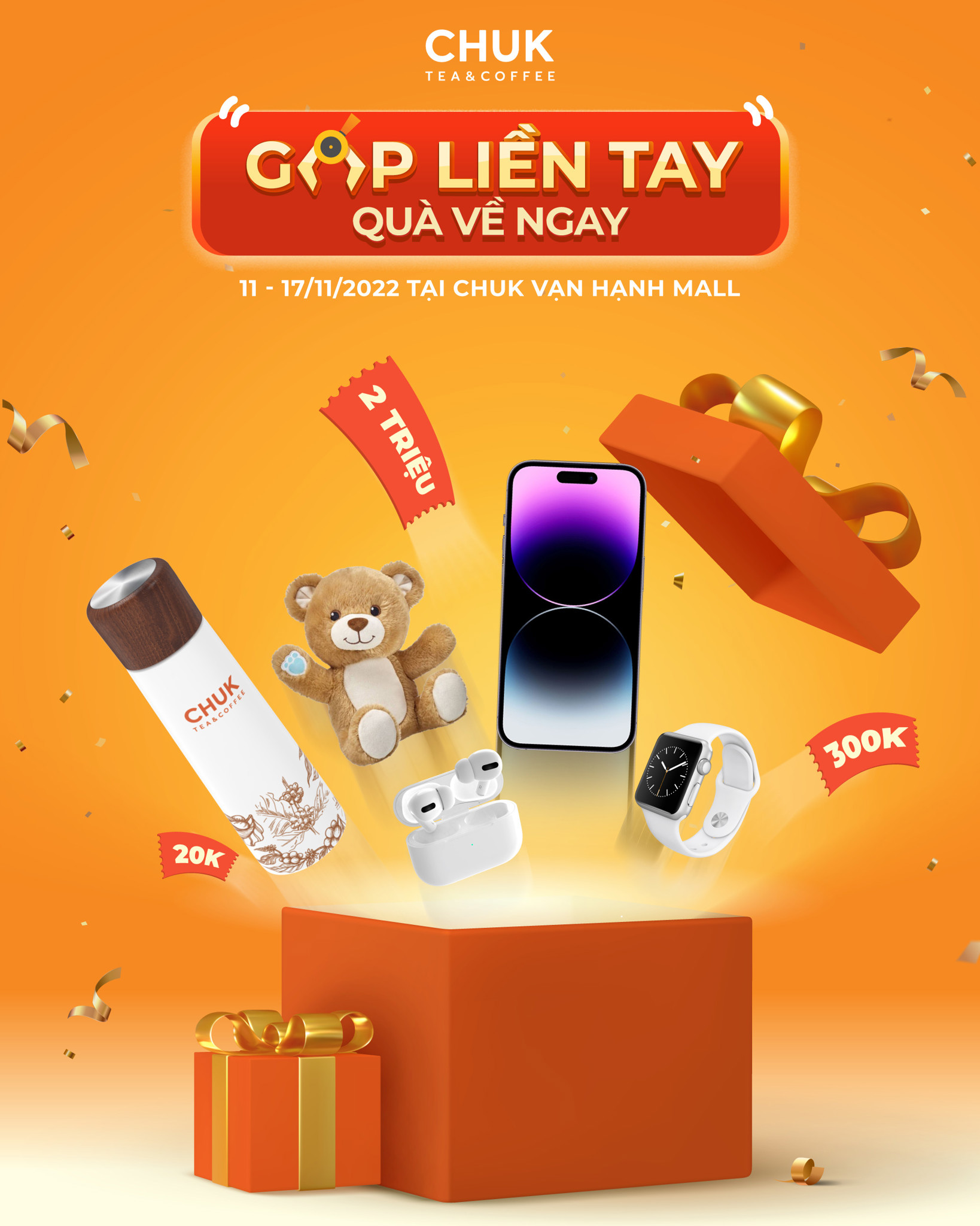 Siêu Hội Gắp Quà Nhận Ngay Iphone 14 Cùng Chuk Tea And Coffee