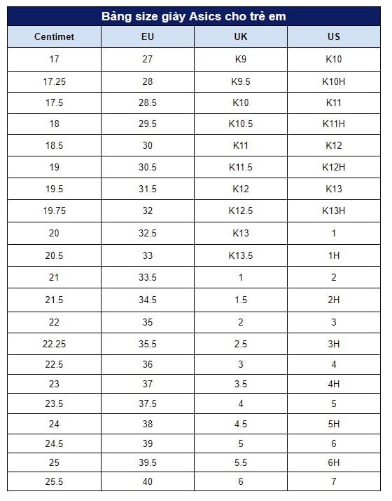 Cách chọn size giày Asics chuẩn nhất cho đôi chân