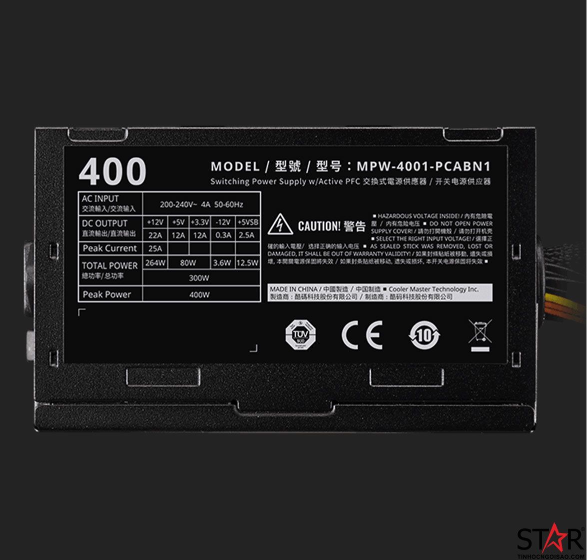 Nguồn Cooler Master 400W V3 (MPW-4001-PCABN1) + Dây Nguồn không Hộp – TINHOCNGOISAO.COM