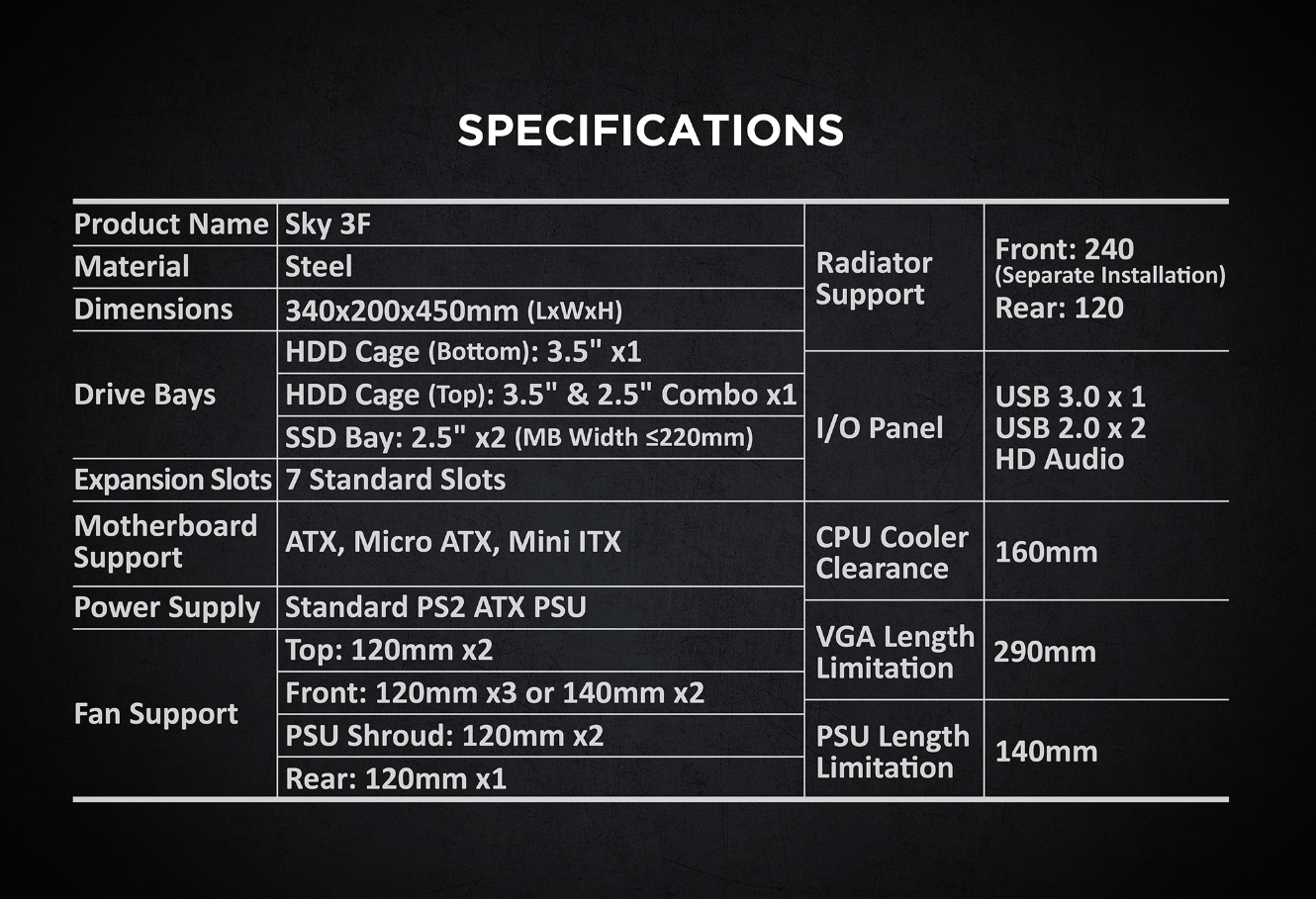 Thùng máy Case XIGMATEK Sky 3F - Đen, Kèm 3 fan RGB (EN42157 ...