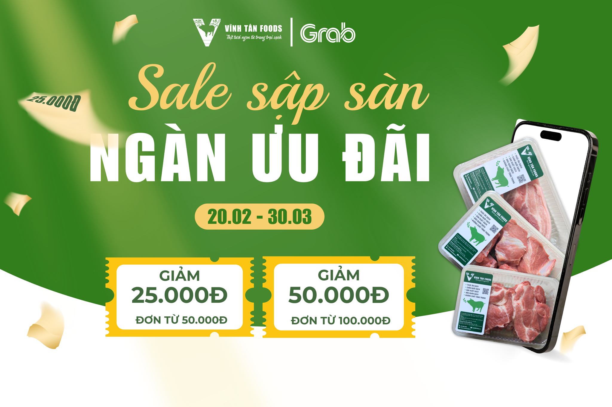 Voucher Grabmart Giảm Đến 50K | Cửa Hàng Thịt Sạch Vĩnh Tân Foods