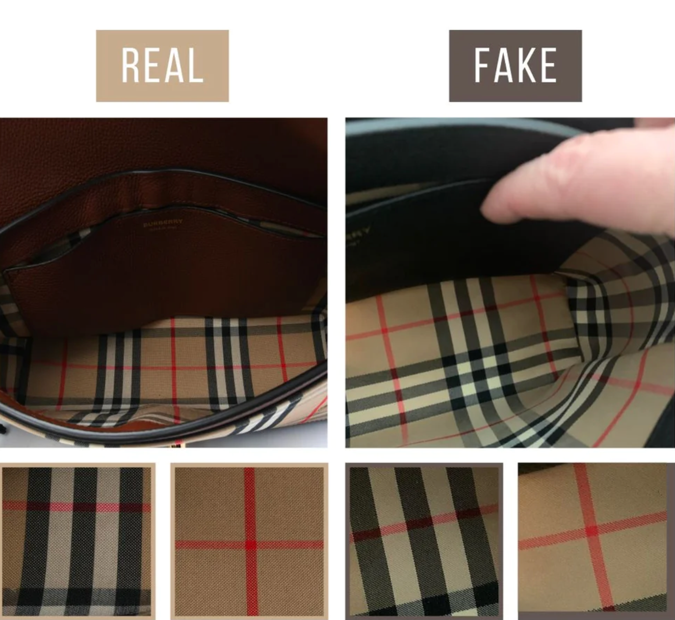 6 mẹo nhỏ để phân biệt Burberry Vintage Check Note Bag real và fake ...
