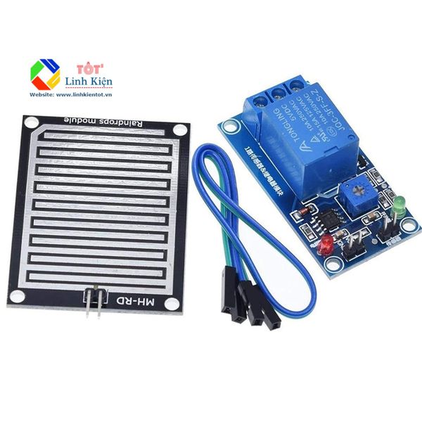 Bộ mạch cảm biến phát hiện mưa điều khiển Rơ le/Relay 5V cho học tập A