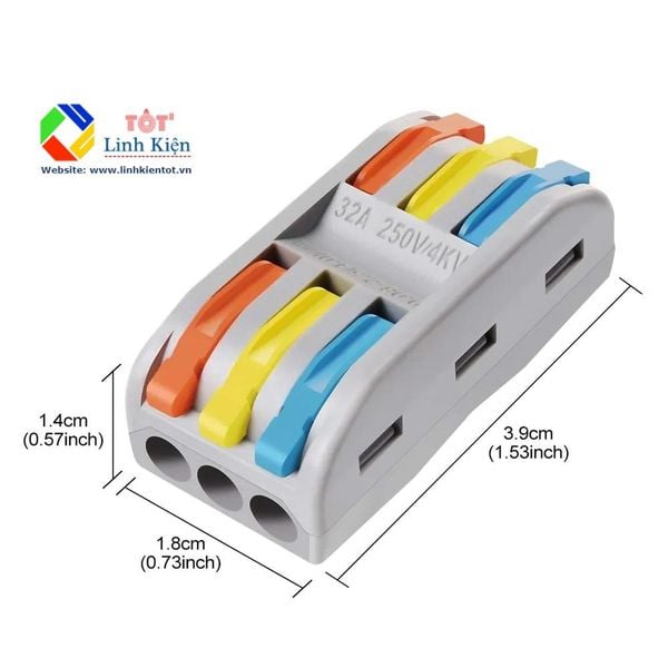 Đầu nối dây PCT-3-3 3 khe Wire Connector 250V 32A/4KV - Cút nối dây đi