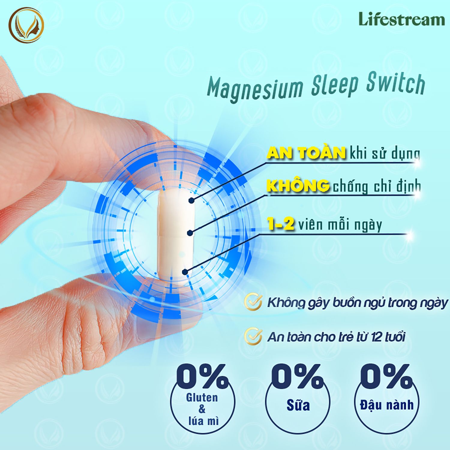 Viên Uống Ngủ Ngon, Giảm Căng Thẳng Lifestream Magnesium Sleep Switch