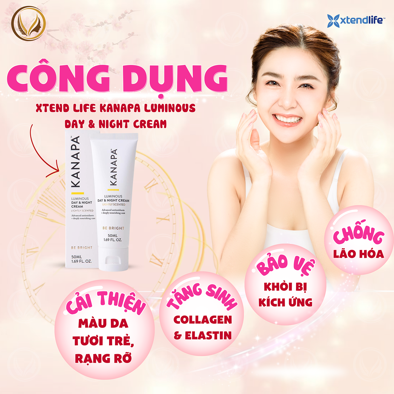 Kem Dưỡng Da Ngày & Đêm Xtend Life Kanapa Luminous Day & Night Cream