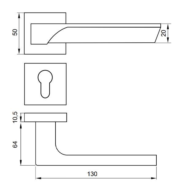 Tay nắm gạt có nắp che màu đen Chrome mờ Inox 304 Hafele 901.76.620