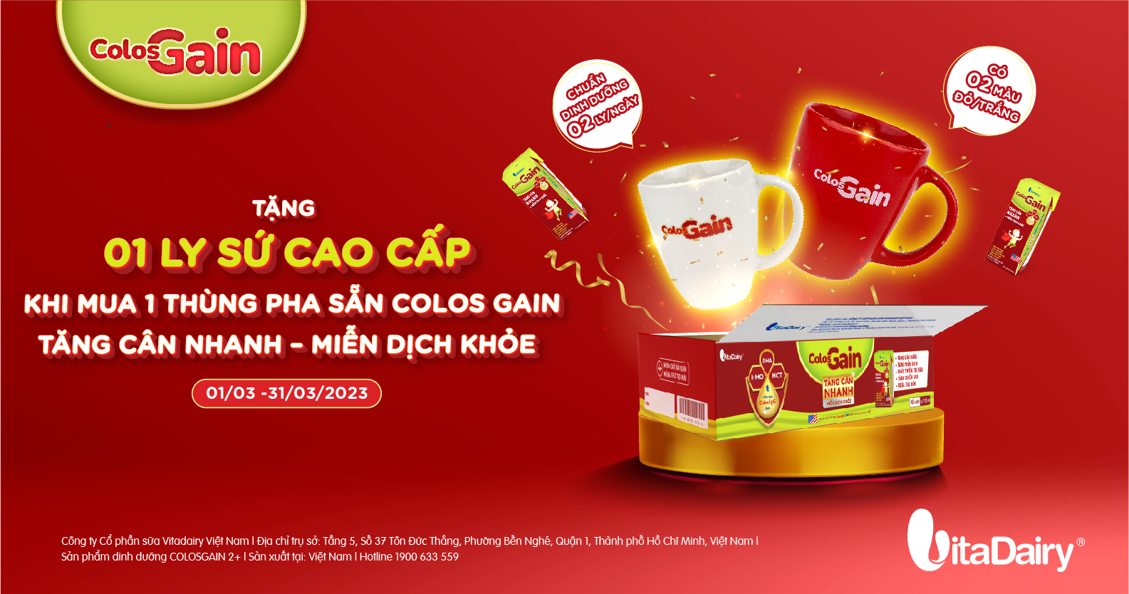 MUA COLOS GAIN NHẬN NGAY LY SỨ CÓ QUAI CAO CẤP – VitaDairy Official