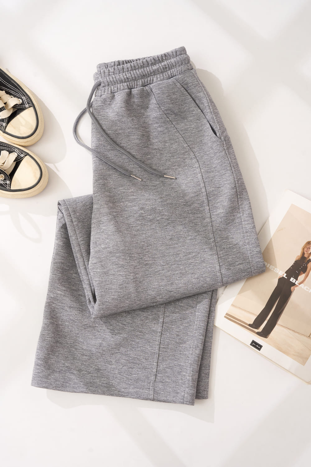 Quần suông umi cạp chun can sườn có dây rút trẻ trung