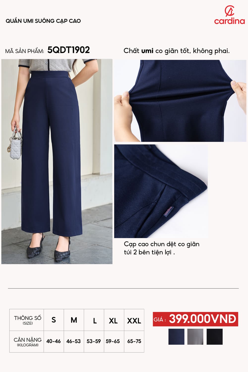 Quần Umi suông cạp cao gen bụng che khuyết điểm