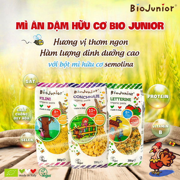 Mì nui ăn dặm Bio Junior - bổ sung vitamin B1 – NT Mart