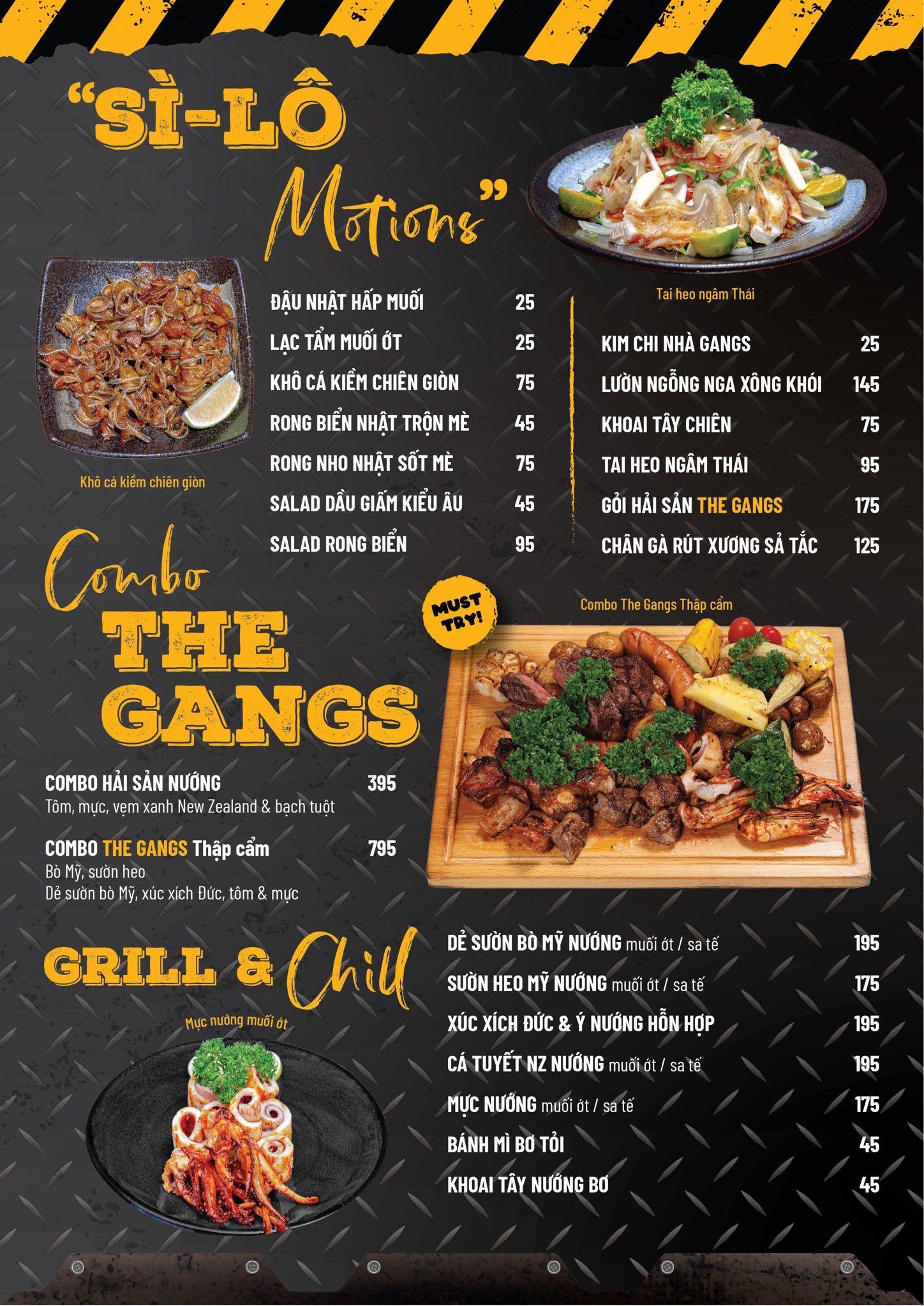 Menu - The Gangs Sunset Menu - The Gangs Sunset
