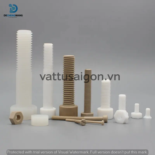 Bulong ốc vít nhựa PTFE / PEEK / PVDF / POM đầu tròn, đầu HEX – Vật Tư Sài Gòn