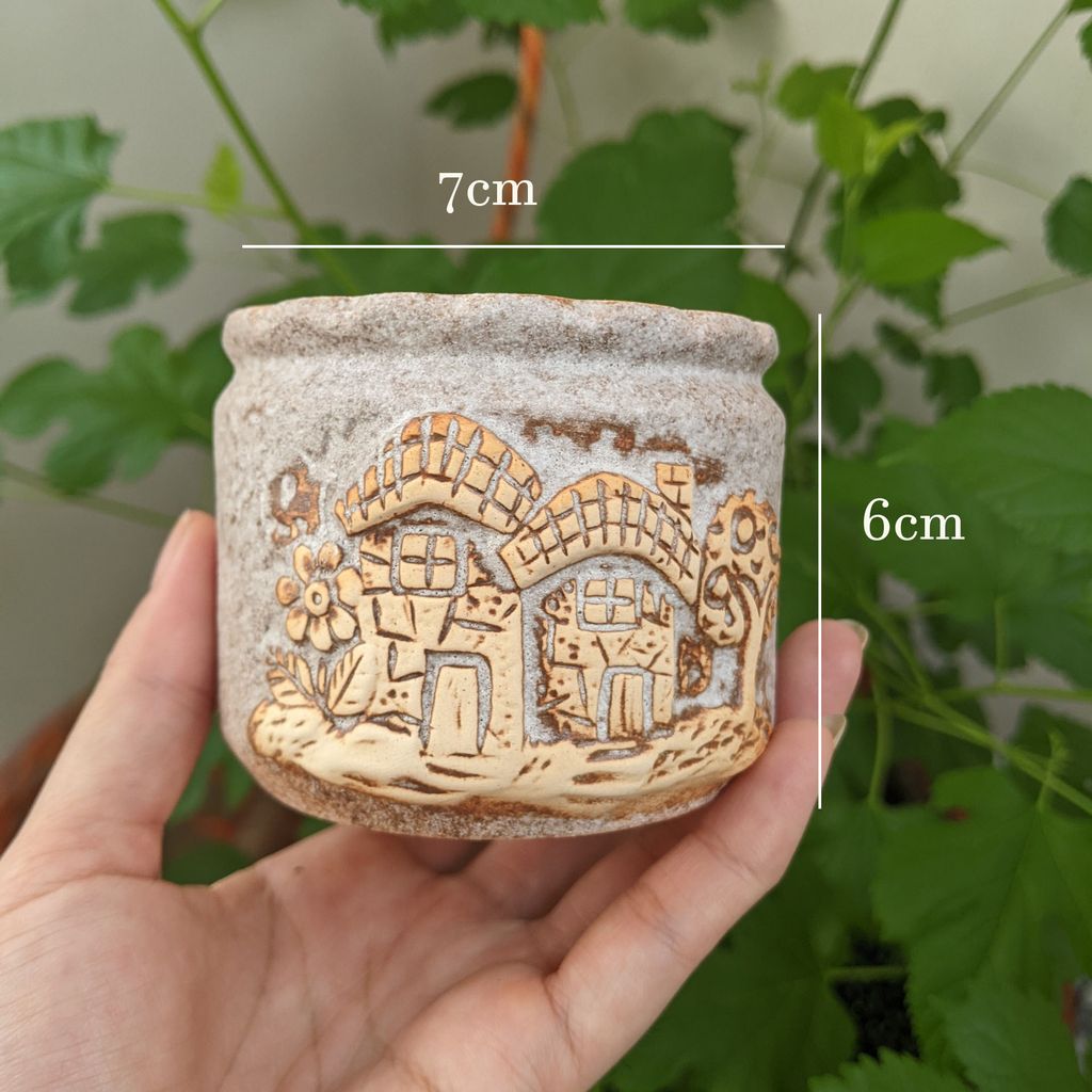 Chậu gốm đất nung trồng cây kiểu dáng mini hoa văn xinh xắn – NGƯỜI LÀM ...