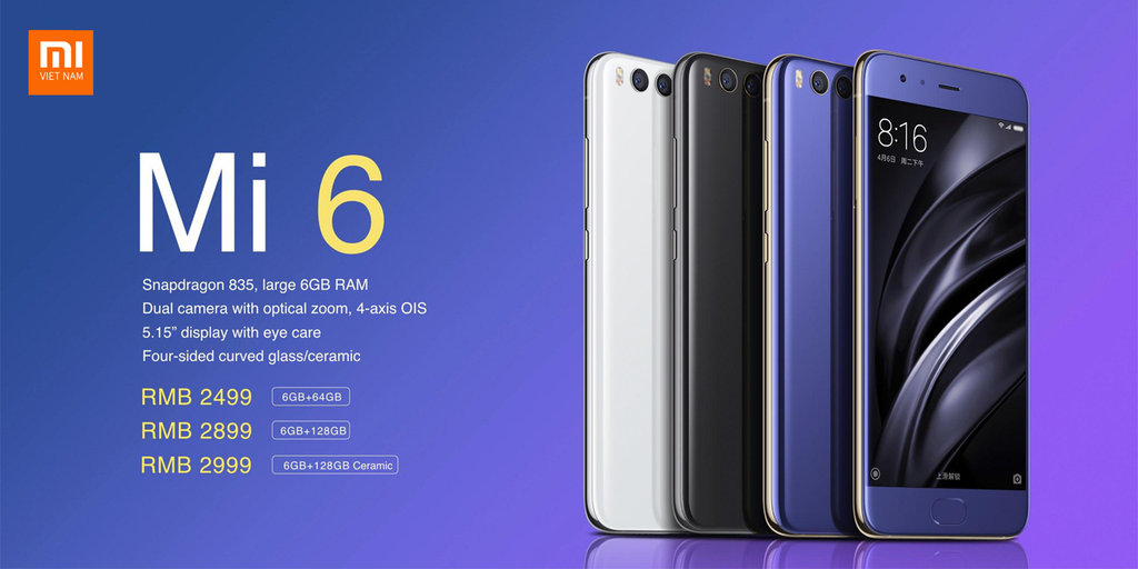 Xiaomi chính thức ra mắt Mi6 ram 6Gb, đặt hàng ngay tại Mistore ...