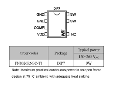 IC nguồn PN8026, PN8026R, 8026 DIP-7 mới chính hãng 100%
