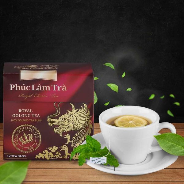Phúc Lâm Trà Royal Oolong Tea hộp 12 gói túi lọc 3gr – Cỏ Sáu Lá Specialty