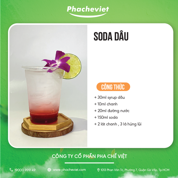 Công thức pha chế Soda Dâu