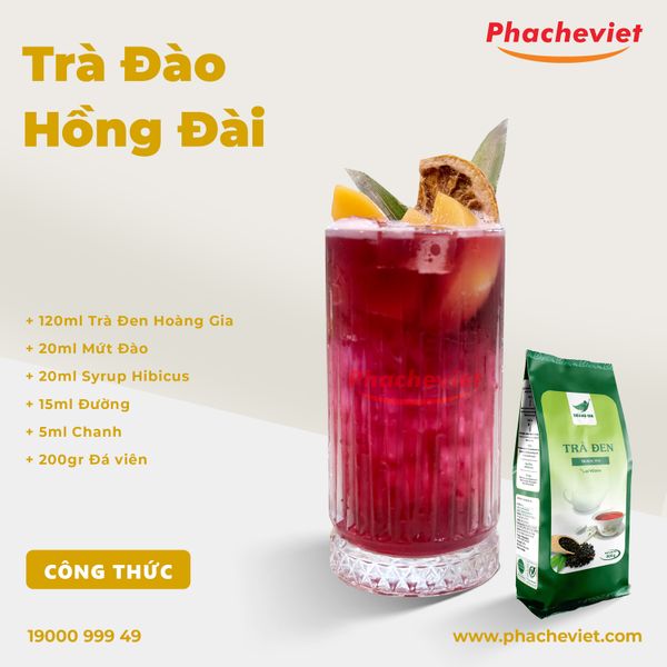 Công thức pha chế Trà Đào Hồng Đài