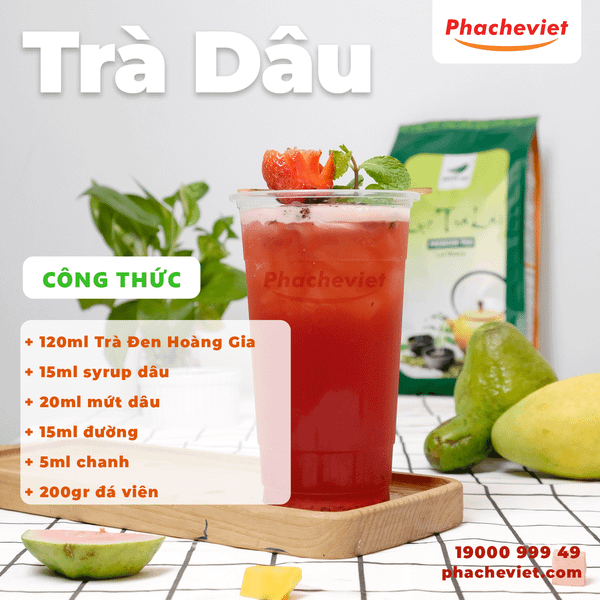 Công thức pha chế Trà Dâu từ mứt và syrup Dâu