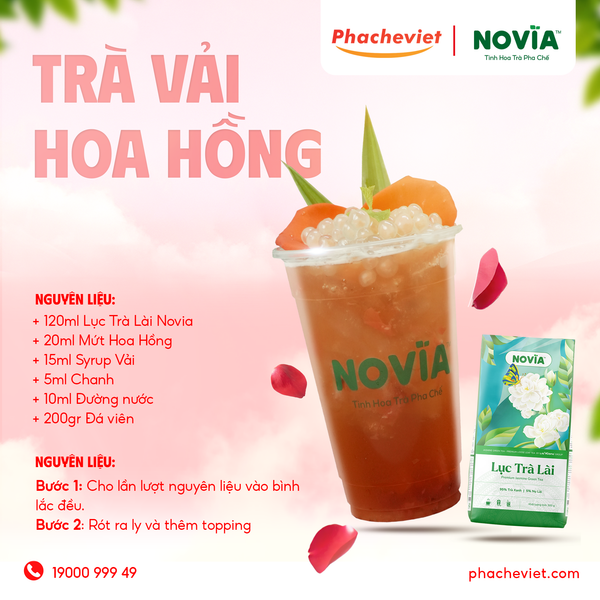 Công thức pha chế Trà Vải Hoa Hồng