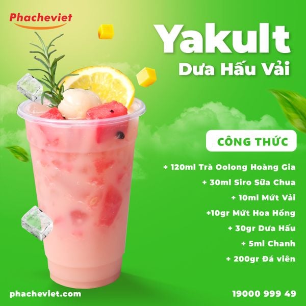 Công thức pha chế Yakult Dưa Hấu Vải