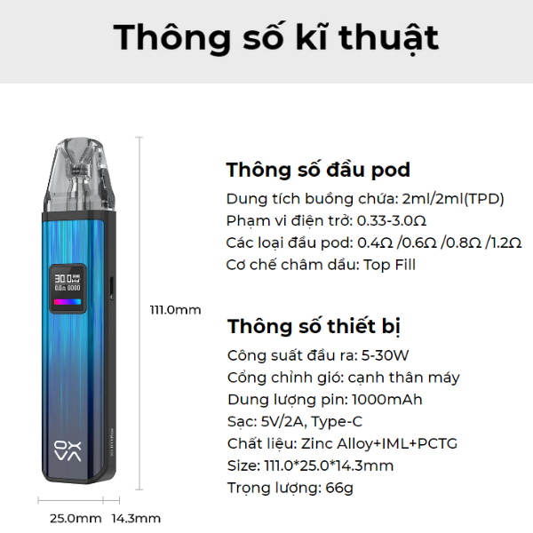 Pod Xlim Pro 30W Kit by OXVA X14 Vape Shop Đà Nẵng - Hội An