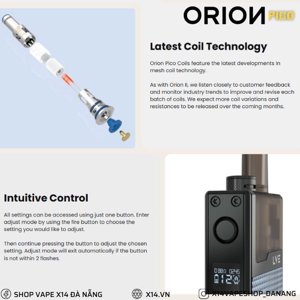 LVE Orion Pico 25w Pod Kit X14 Vape Shop Đà Nẵng - Hội An