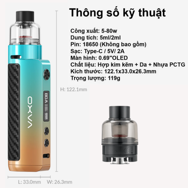 Pod Origin 2 80W by OXVA (tặng 01 pin sạc) X14 Vape Shop Đà Nẵng - Hội An