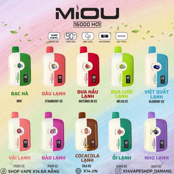 Miou V3 Disposable Pod 12000 Puffs X14 Vape Shop Đà Nẵng - Hội An