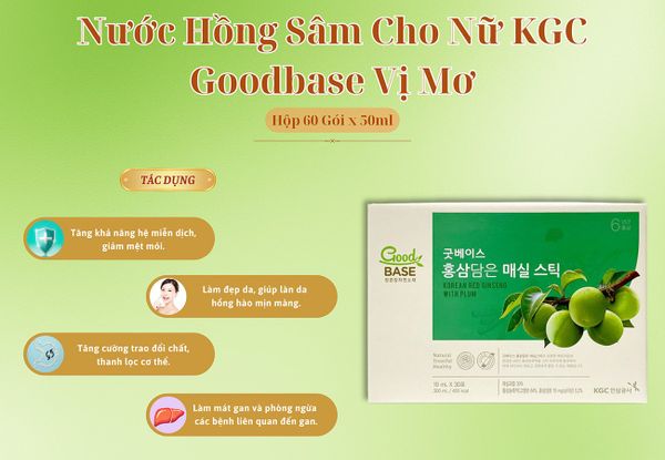 Nước Hồng Sâm KGC Goodbase Vị Mơ Hộp 30 Gói x 10ml