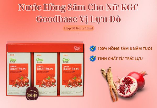 Nước Hồng Sâm KGC Goodbase Vị Lựu Đỏ Hộp 30 Gói x 10ml
