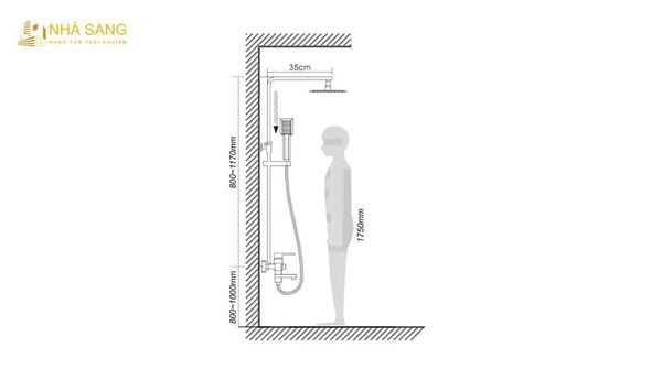 Kích thước lắp đặt vòi sen đúng tiêu chuẩn