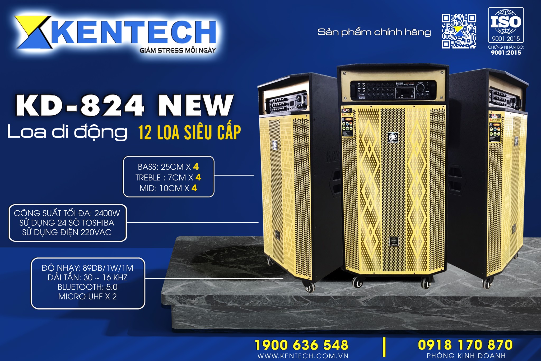 Loa kéo điện Kentech, công suất cao KD-824 NEW – Thiết Bị Âm Thanh