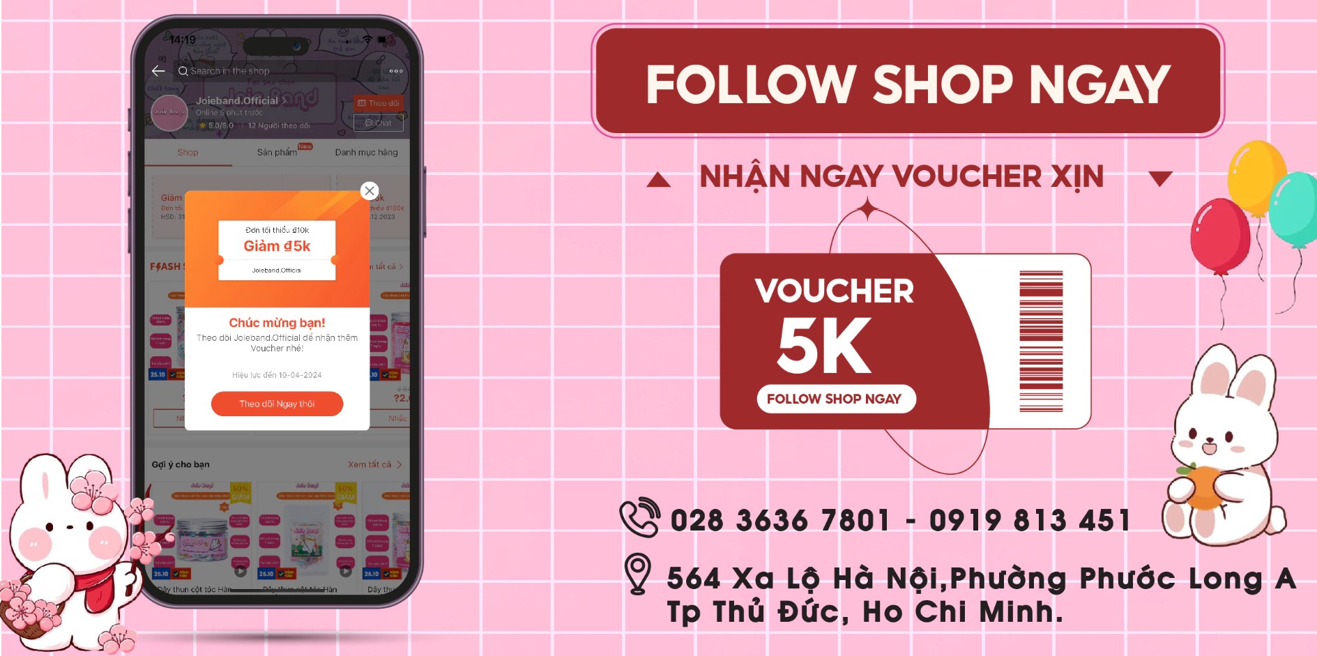 VOUCHER GIẢM NGAY 5K CHO FOLLOWER – Joie Band