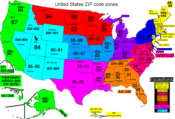 Tổng hợp mã zip Hoa Kỳ và các tiểu bang trên toàn nước Mỹ