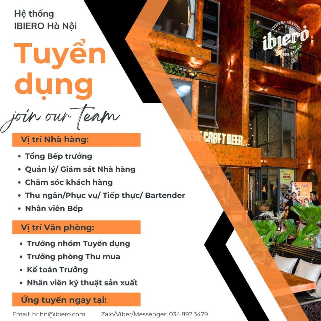 [IBIERO HÀ NỘI] - TUYỂN DỤNG NHÂN SỰ NGÀNH F&B – iBiero Craft Beer ...