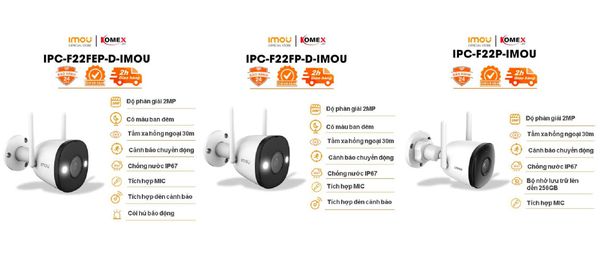 Camera Wifi IMOU ngoài trời 2MP Bullet IPC-F22P - Komex Digital