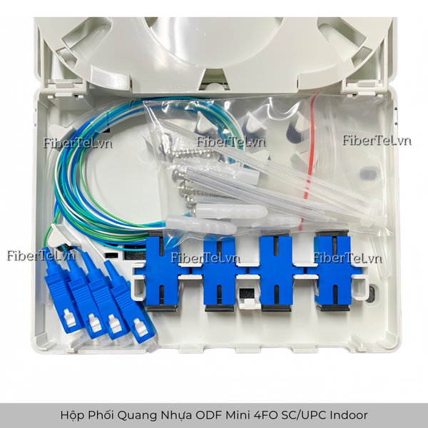 Hộp Phối Quang Nhựa ODF Mini 4FO SC/UPC Indoor – FiberTel