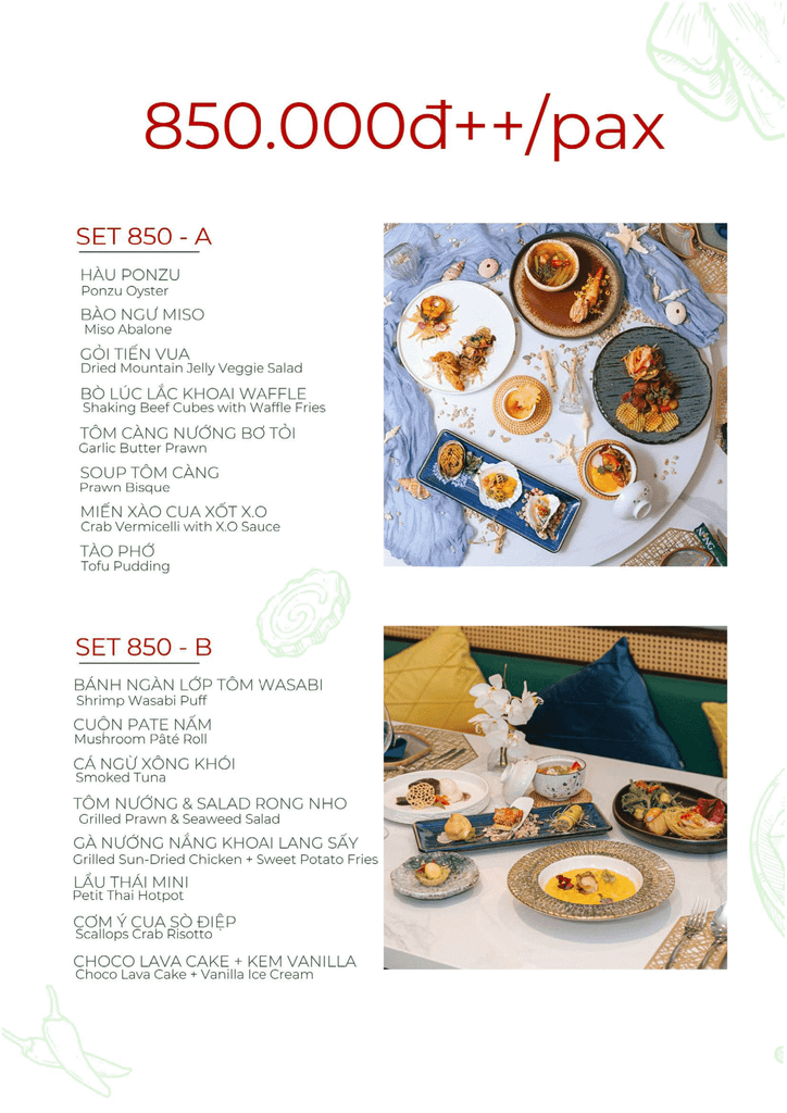 Menu nhà hàng Nắng – Nắng - Cơm Lành Canh Ngọt