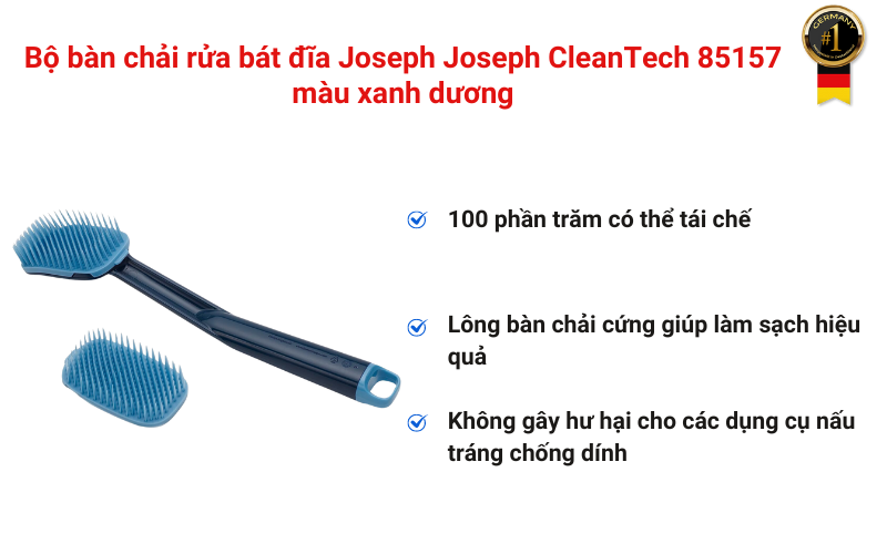 Bộ Bàn Chải Rửa Bát Đĩa Joseph Joseph CleanTech 85157 Blue