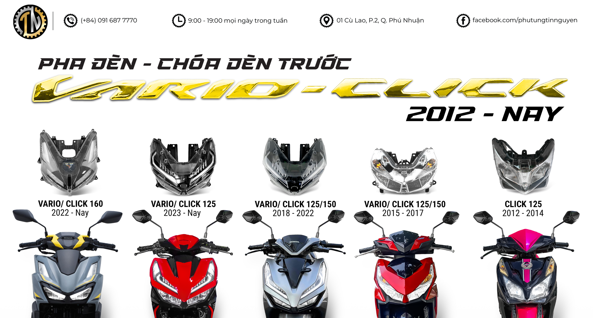 Mica đèn pha trước (chính hãng) cho Honda Vario, Click tại Phụ Tùng Ti