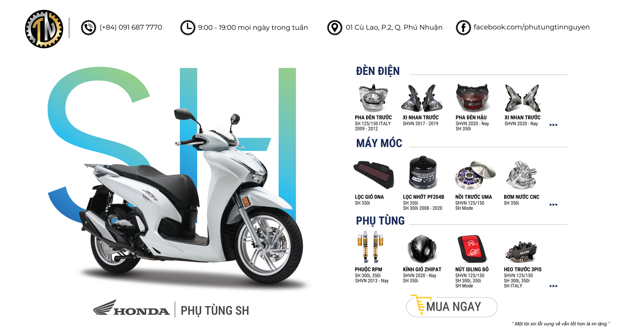 Phụ tùng dành mọi dòng xe SH đang có bán tại Phụ Tùng Tin Nguyễn