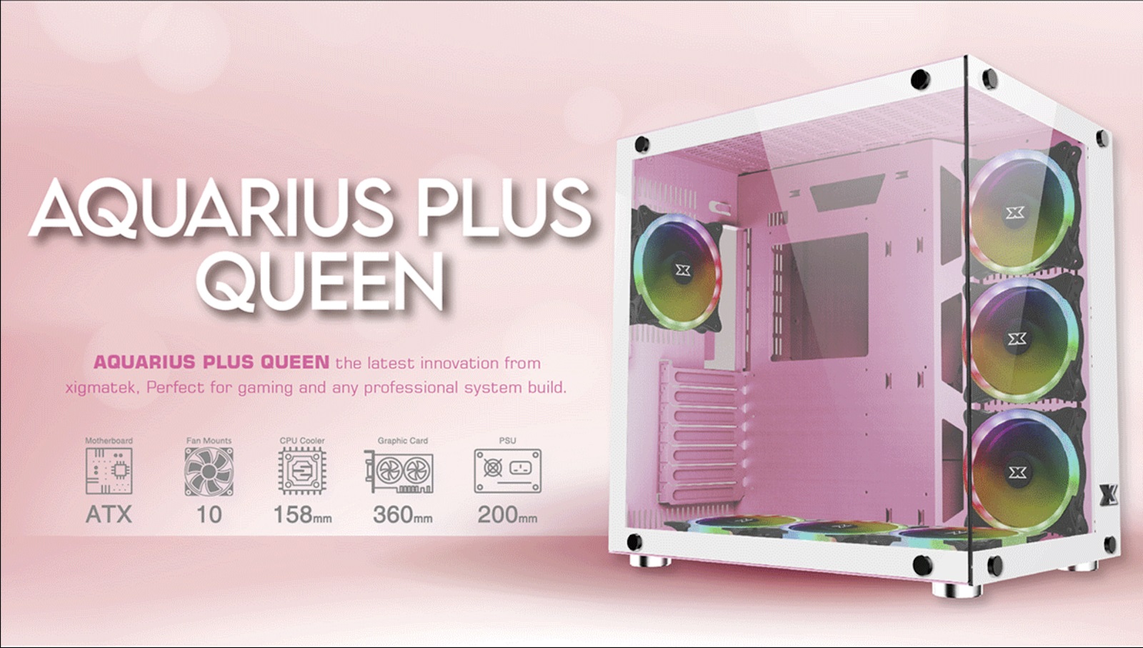 Xigmatek ra mắt thùng PC Aquarius Plus Queen với thiết kế trắng hồng d ...