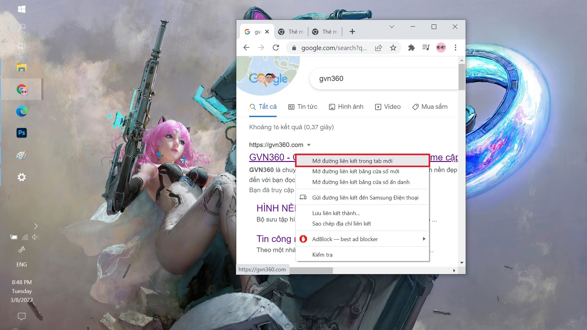 Cách mở link trong tab mới chỉ bằng 1 cú click chuột – GEARVN.COM