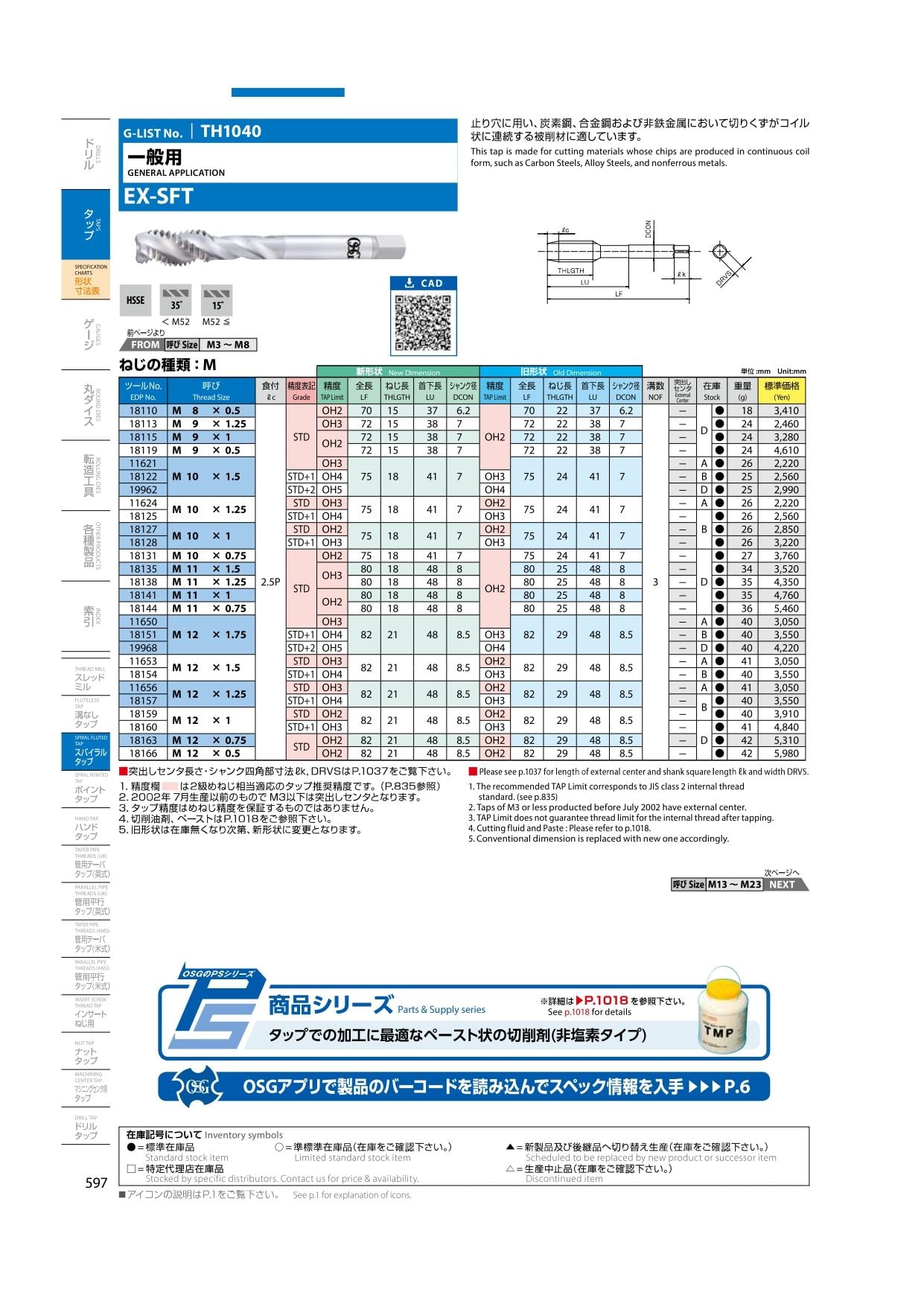 Taro xoắn OSG EX-SFT – camatek